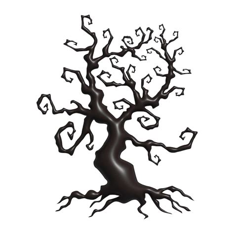 3d Halloween Theme Elements With Spooky Tree Shapes Premium Photo