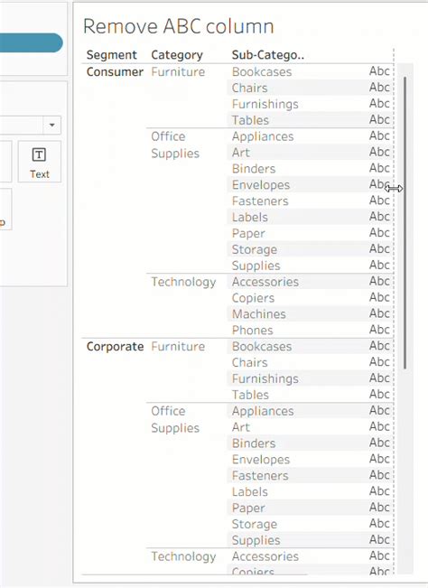 How To Remove ABC Column In Tableau
