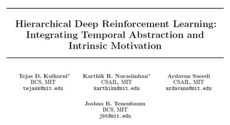【分层强化学习】h dqn：hierarchical deep reinforcement learning integrating