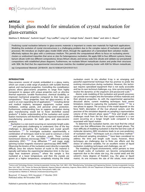 Pdf Implicit Glass Model For Simulation Of Crystal Nucleation For