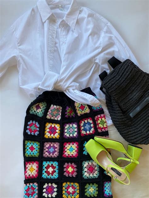 Skirt Granny square / Юбка Бабушкин квадрат | Юбка, Яркие туфли, Мода