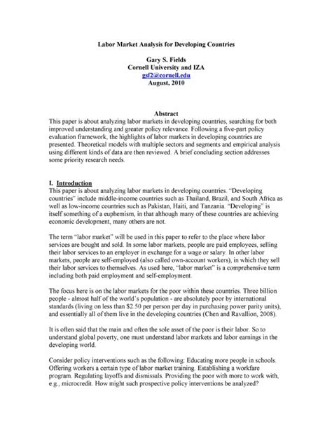 Fields214 Labor Market Analysis Pdf Labour Economics Employment