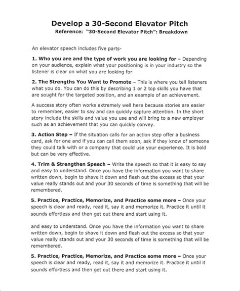 Free 10 Sample Elevator Pitch Examples In Ms Word Pdf