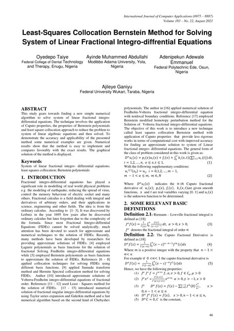 Pdf Least Squares Collocation Bernstein Method For Solving System Of