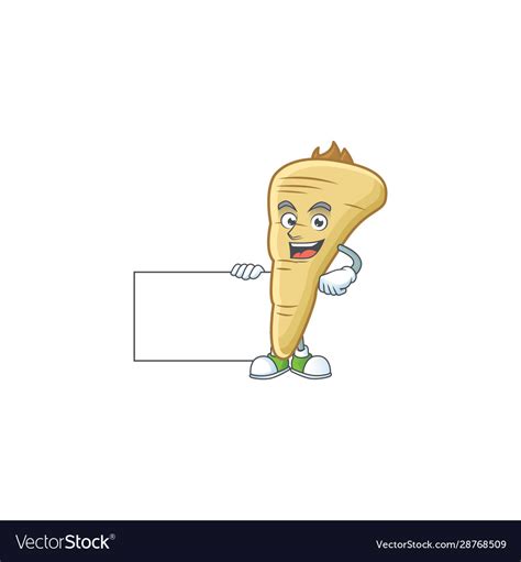 Cute Parsnip Cartoon Character With A Board Vector Image