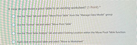 Solved How Do You Move A Pivot Table To An Existing