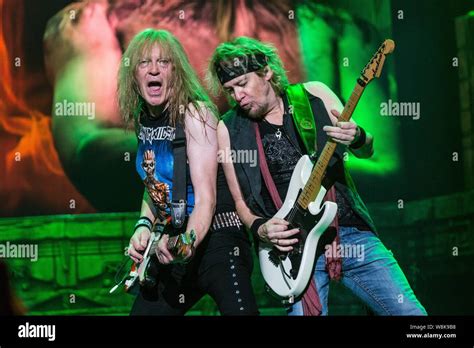 English Heavy Metal Band Iron Maiden Performs At Its Concert In