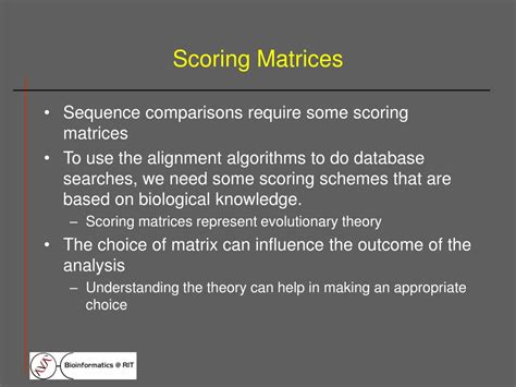 ppt scoring matrices for sequence alignment powerpoint presentation