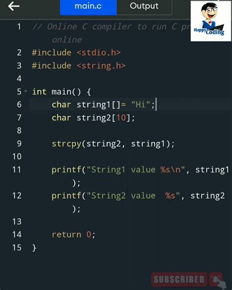String Copy Function Execution Using C In Tamil Happycoding