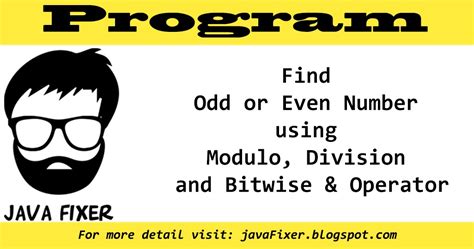 Javafixer Find Odd Or Even Number Using Modulo Division And Bitwise