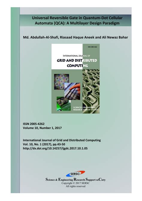 Pdf Universal Reversible Gate In Quantum Dot Cellular Automata Qca