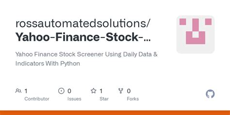 Github Rossautomatedsolutionsyahoo Finance Stock Screener Using