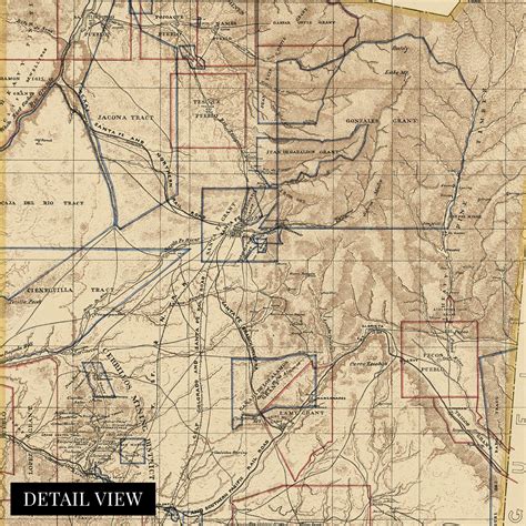 1883 Santa Fe County New Mexico Map Vintage Santa Fe Wall Art Old