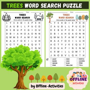 Trees Word Search Puzzle Worksheet Activity By Offline Activities