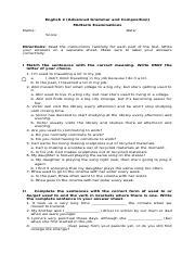 Eng 2 Midterms Docx English 2 Advanced Grammar And Composition Midterm Examinations Name Date