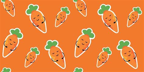 카와이 스타일의 행복한 만화 야채와 귀여운 완벽 한 당근 패턴 미소 짓고 포옹 벽지 섬유 포장 어린이 디자인 스티커 디지털 아트 농장 및 유기농 테마에 적합 가을에 대한
