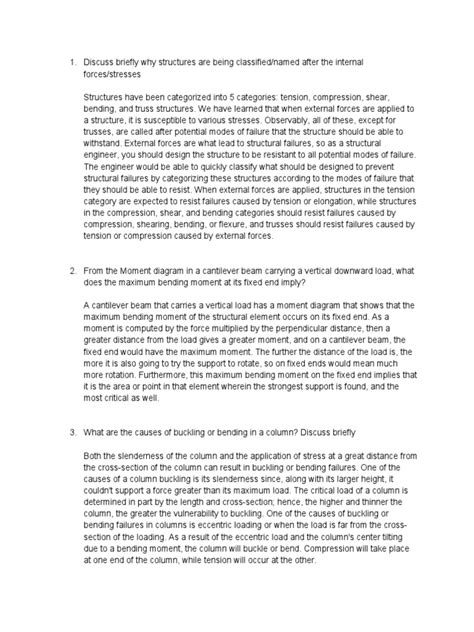 Structural Theory Assessment 1 Pdf Bending Buckling