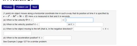 Solved Previous Problem List Next Point An Object Moves Chegg