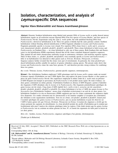 Pdf Isolation And Characterization Of Genome Specific Dna Sequences In Triticeae Species