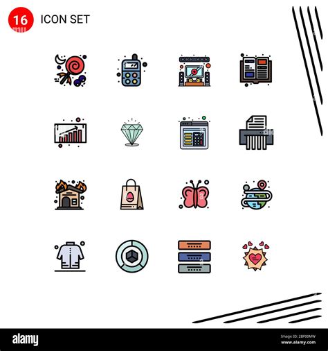 Set Of 16 Vector Flat Color Filled Lines On Grid For Diamound Chart Home Business Growth