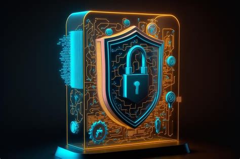 Premium Ai Image A Shield With A Padlock And A Padlock