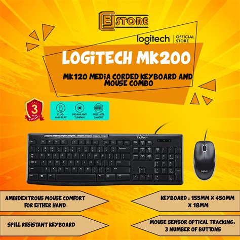 Logitech Mk Media Combo Keyboard Mouse With Keys Plug Play Spill Resistant Keyboard