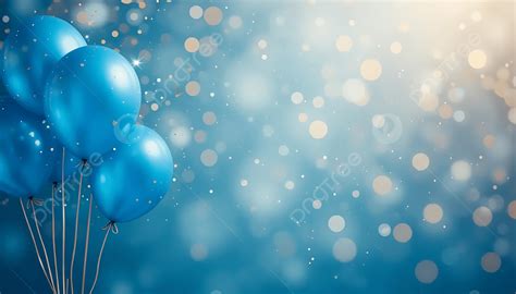 Blue Birthday Balloons On A Blurred Background With Space For Text Celebration Concept Photo And