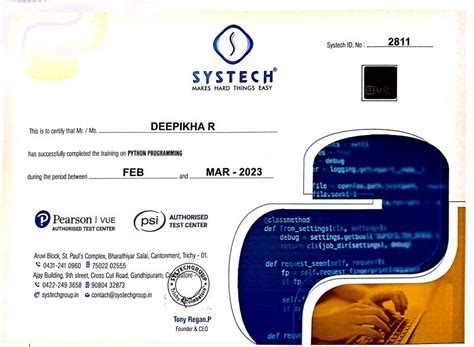 Systechcertified Pythonprogramming Achievementunlocked Deepikha R