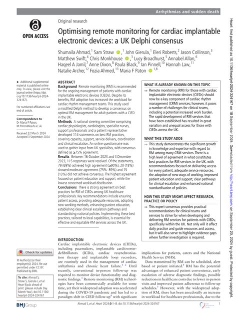 Pdf Optimising Remote Monitoring For Cardiac Implantable Electronic Devices A Uk Delphi Consensus