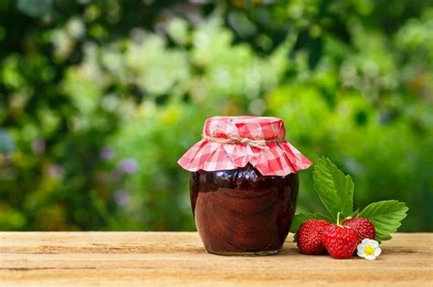 Premium Photo Strawberry Jam Preserved Fruits Homemade Strawberry Jam In Jar Covered With Paper