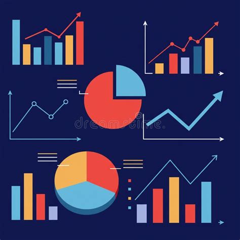 a collection of colorful data visualizations on a dark blue background