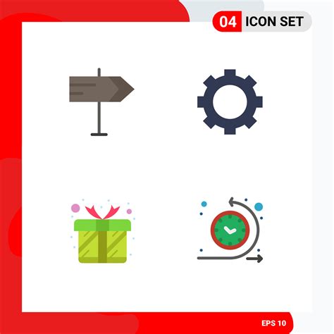 set of 4 vector flat icons on grid for direction love devices technology cycle time editable