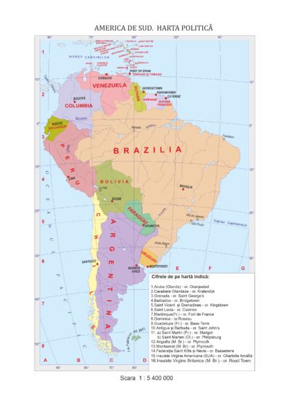 America De Sud Harta Politica 130m X 175m Geografia Online