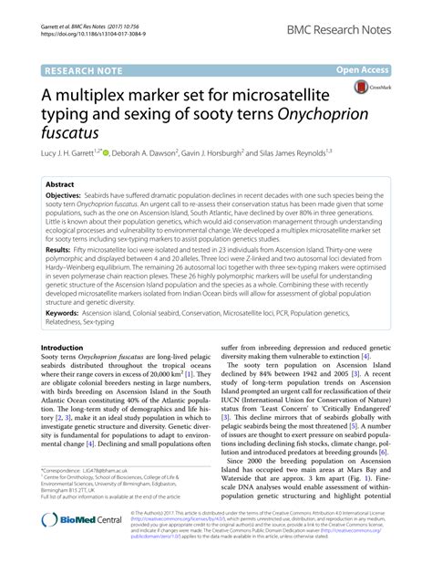 Pdf A Multiplex Marker Set For Microsatellite Typing And Sexing Of