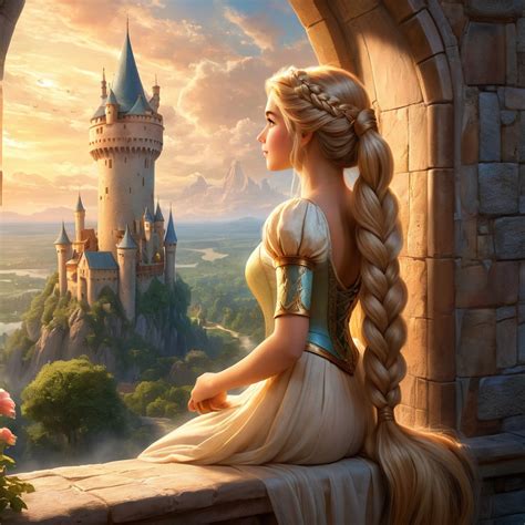 Rapunzel At Window Of Tower Stable Diffusion Online