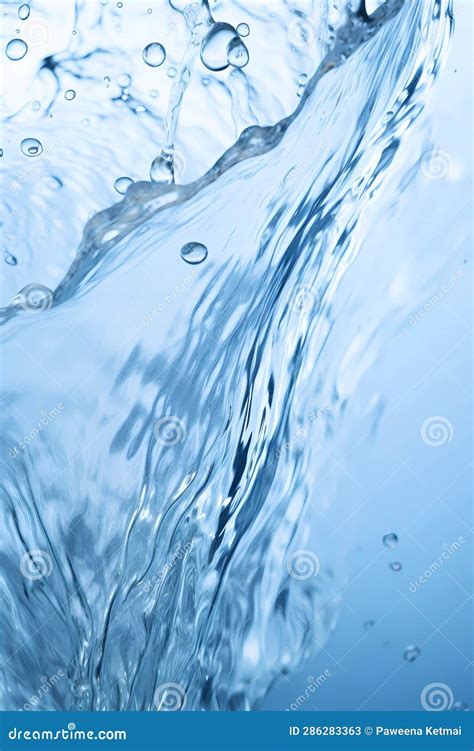 Water Flowing Out Onto The White Background In The Style Of Massurrealism Blue Royalty Free