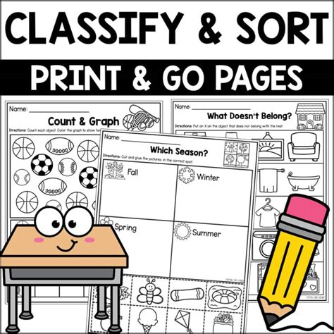 Kindergarten Math Worksheets Sorting And Classifying Objects Sort And Classify