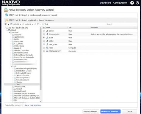how to restore active directory objects in nakivo backup and replication