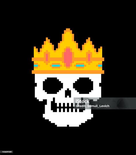 킹 두개골 픽셀 아트8 비트 크라운의 해골의 머리 픽셀화된 벡터 일러스트 레이 션 경쟁에 대한 스톡 벡터 아트 및 기타 이미지 경쟁 깡패 독극물 Istock