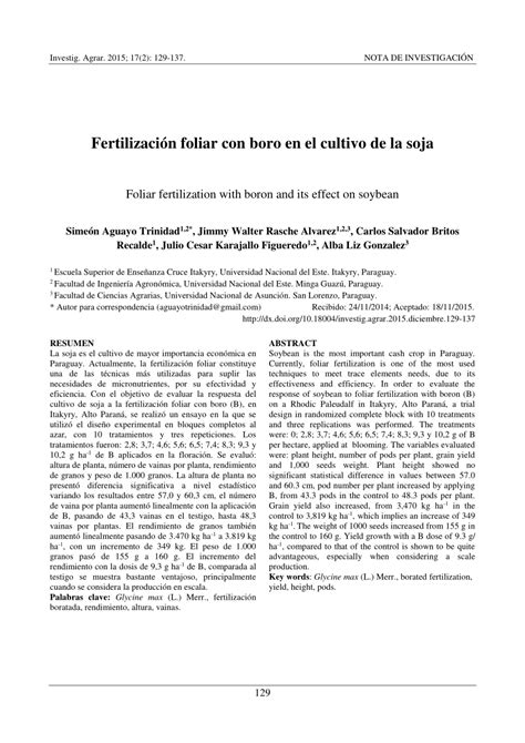 (PDF) Foliar fertilization with boron on soybean crops