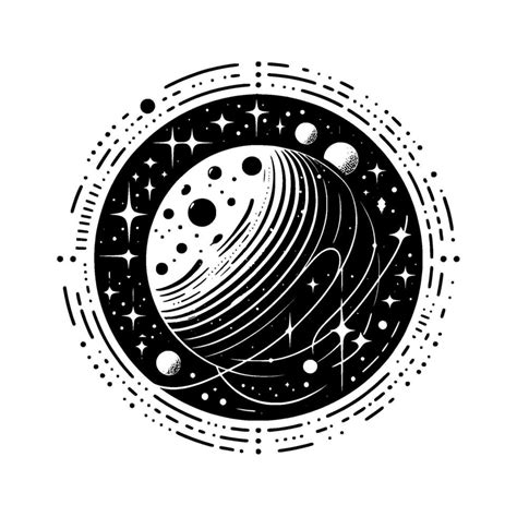 Monochromatic Celestial Orb Stylized Intricate Illustration Of A