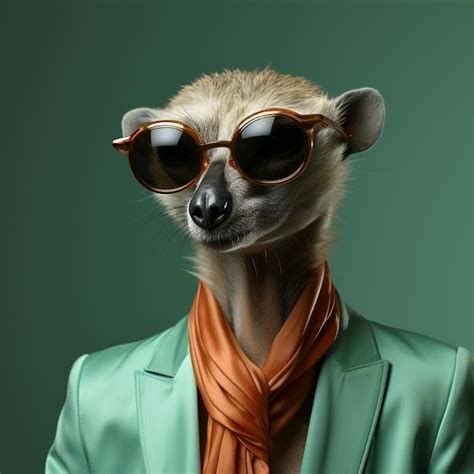 Suricata De Moda Con Vestido De Colores Y Gafas De Sol Muy Elegante Nft