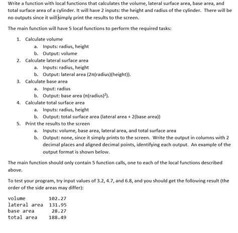 Solved Write A Function With Local Functions That Calculates