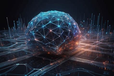 Cybersecurity And Big Data 3d Illustration With Neural Networks Premium Ai Generated Image