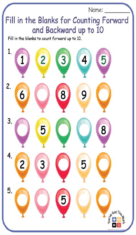 10 Free Counting Forward And Backward Worksheets