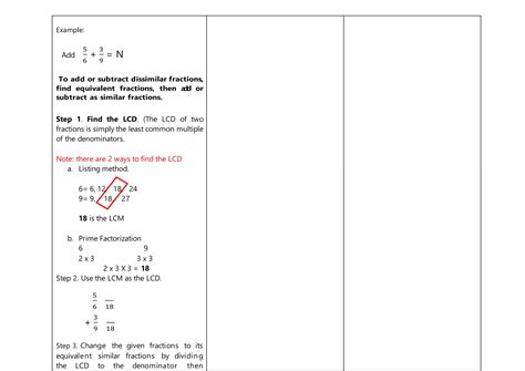 addition and subtraction of fraction similar and dissimilar docx