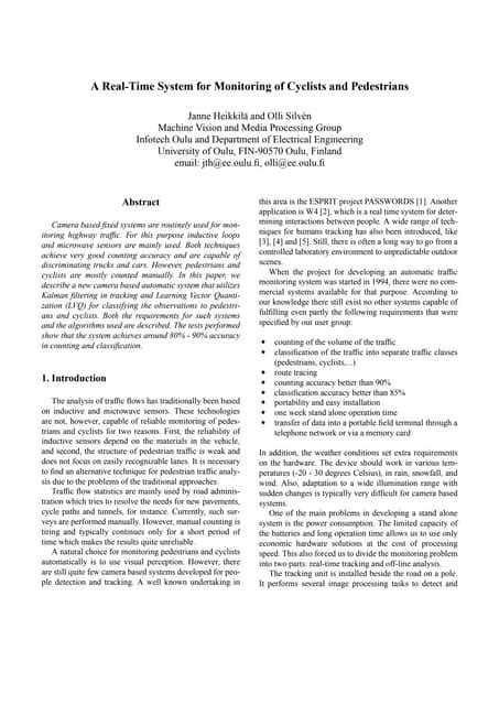 A Real Time System For Monitoring Of Cyclists And Pedestrianspdf