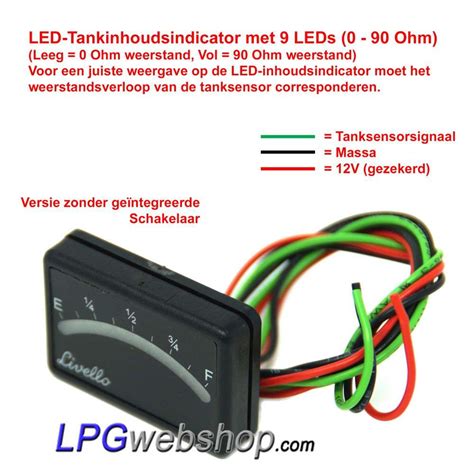 Lpg Led Indicator 9 Leds Livello Inhoudsindicator Met Schakelaar Incl Tanksensor 4 Gats