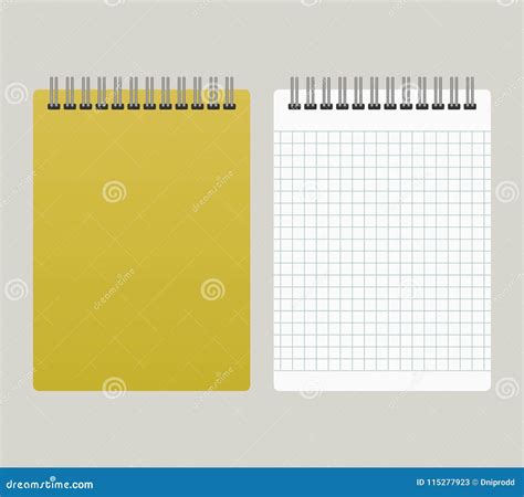 Notepad With A Yellow Cover And With A Binding From Above Stock Vector Illustration Of Letter