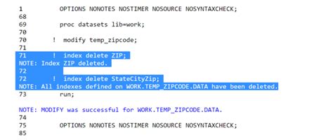 how to delete index on sas dataset learn sas code